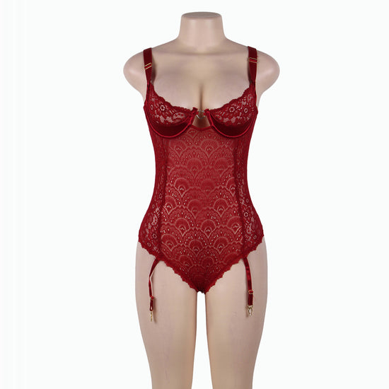 Plus Size One Piece Lace Garter Bodysuit-Intimateidol – Intimate Idol